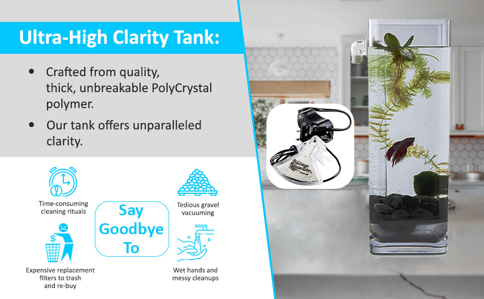 Self-Cleaning Betta Aquarium | H2Flo Easy-Care Fish Tank – NoClean ...